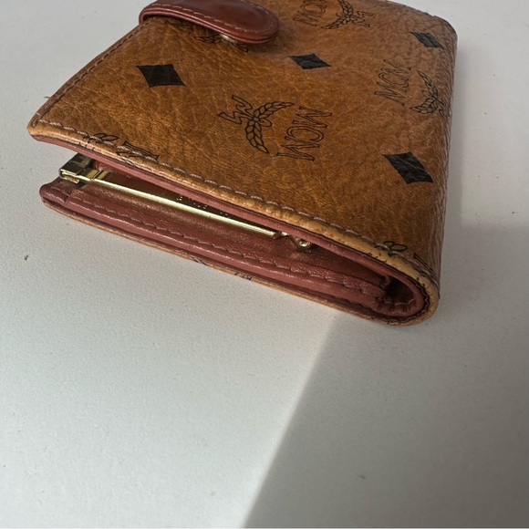 MCM | Bags | Mcm Vintage Cognac Visetos Bifold Wallet With Kiss Lock ...